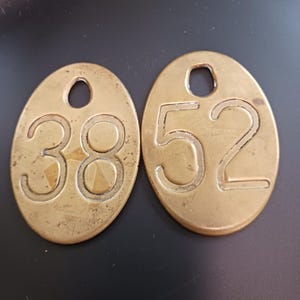 Vintage Pair of Brass Cow Tags, Vintage Brass Animal Tags, Brass Farm ...