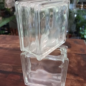 Pair of Vintage Glass Block Vases, Vintage Small Glass Blocks, Vintage ...