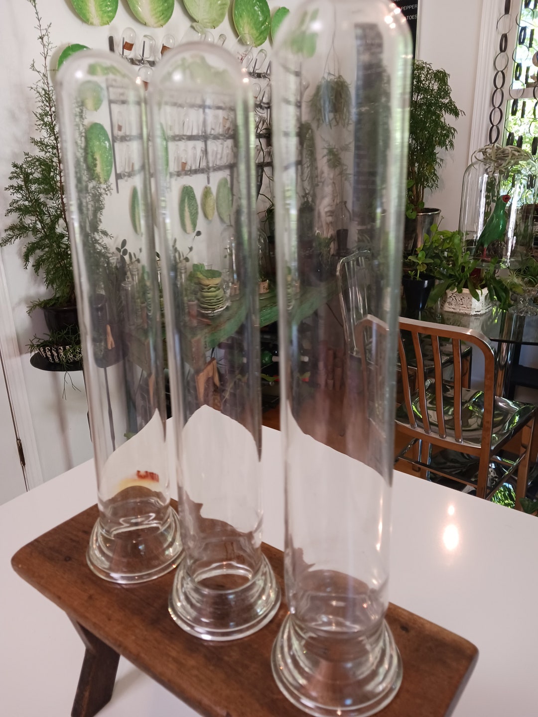 3 Vintage Inverted Glass Tubes, Vintage Science Tubes, Vintage ...