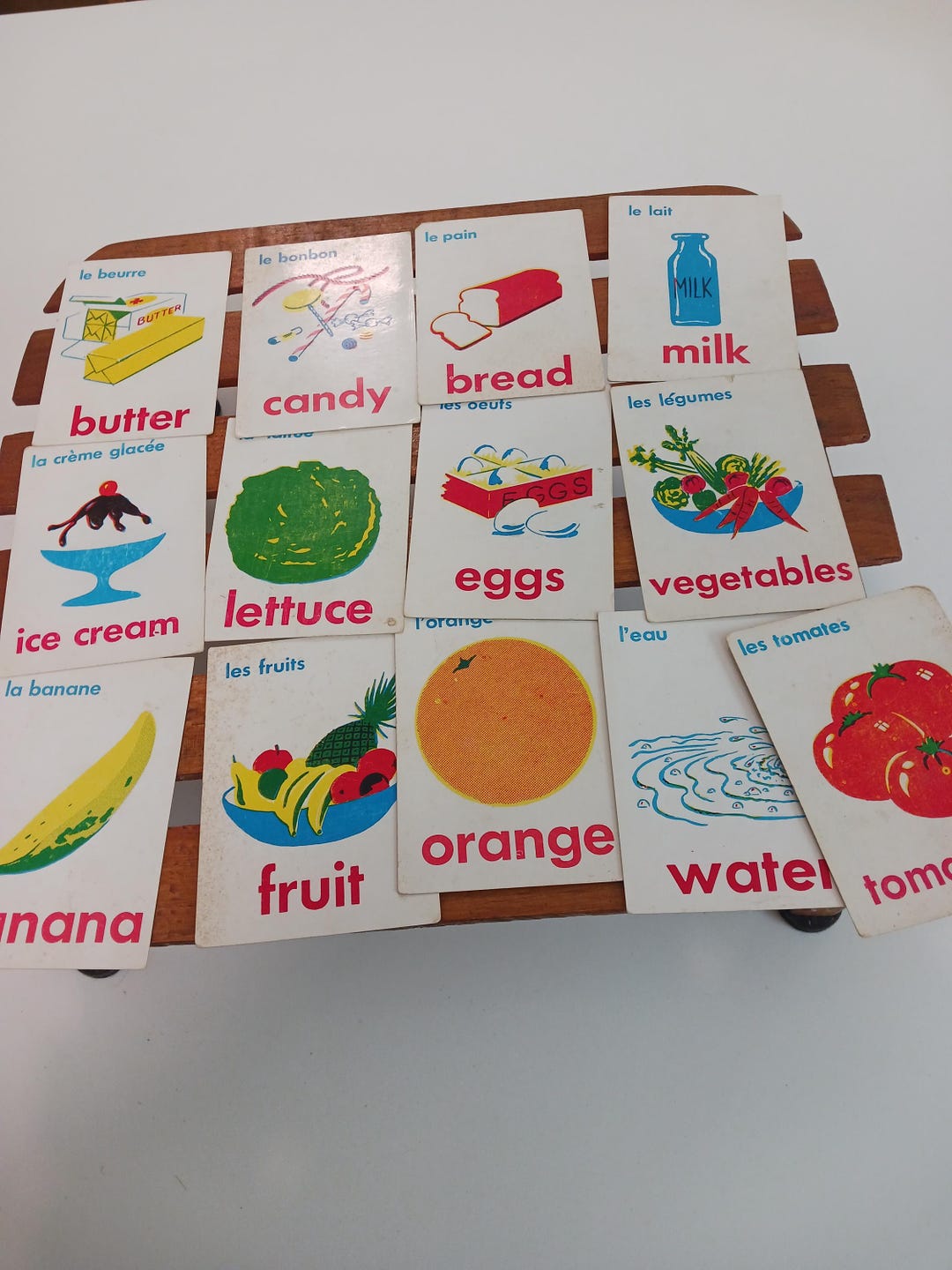 Vintage French Food Flashcards: Illustrated French/english Word Cards ...