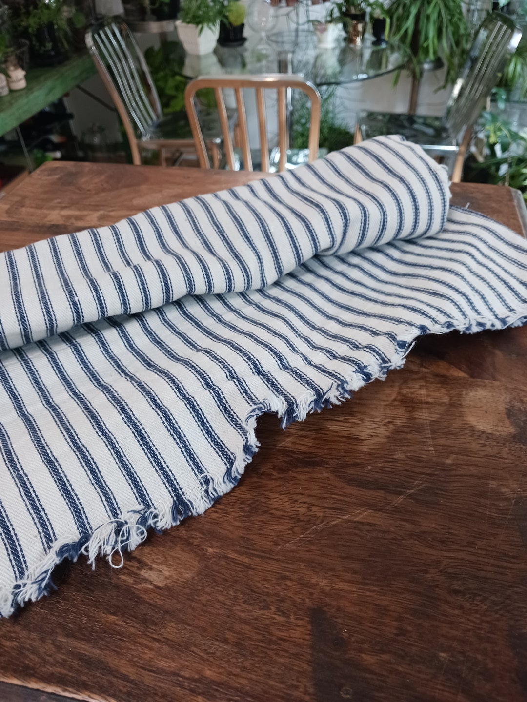Vintage Blue Ticking Fabric Vintage Mattress Ticking Vintage - Etsy