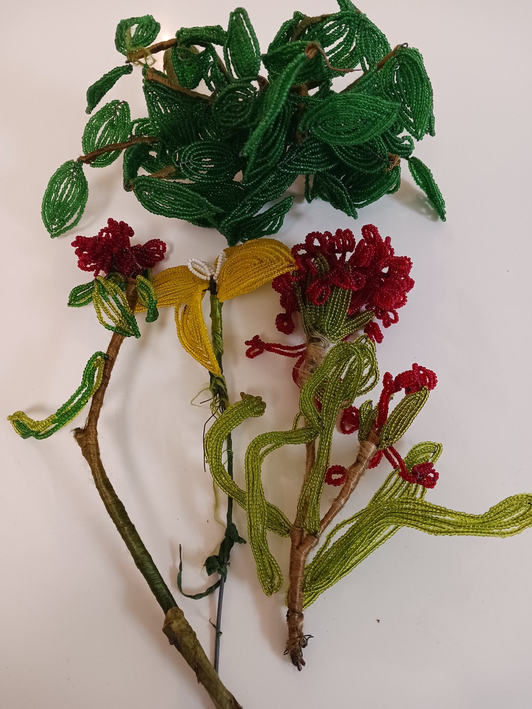 Vintage Beaded Flowers, Vintage Beaded Leaves, Vintage Beaded Stems ...