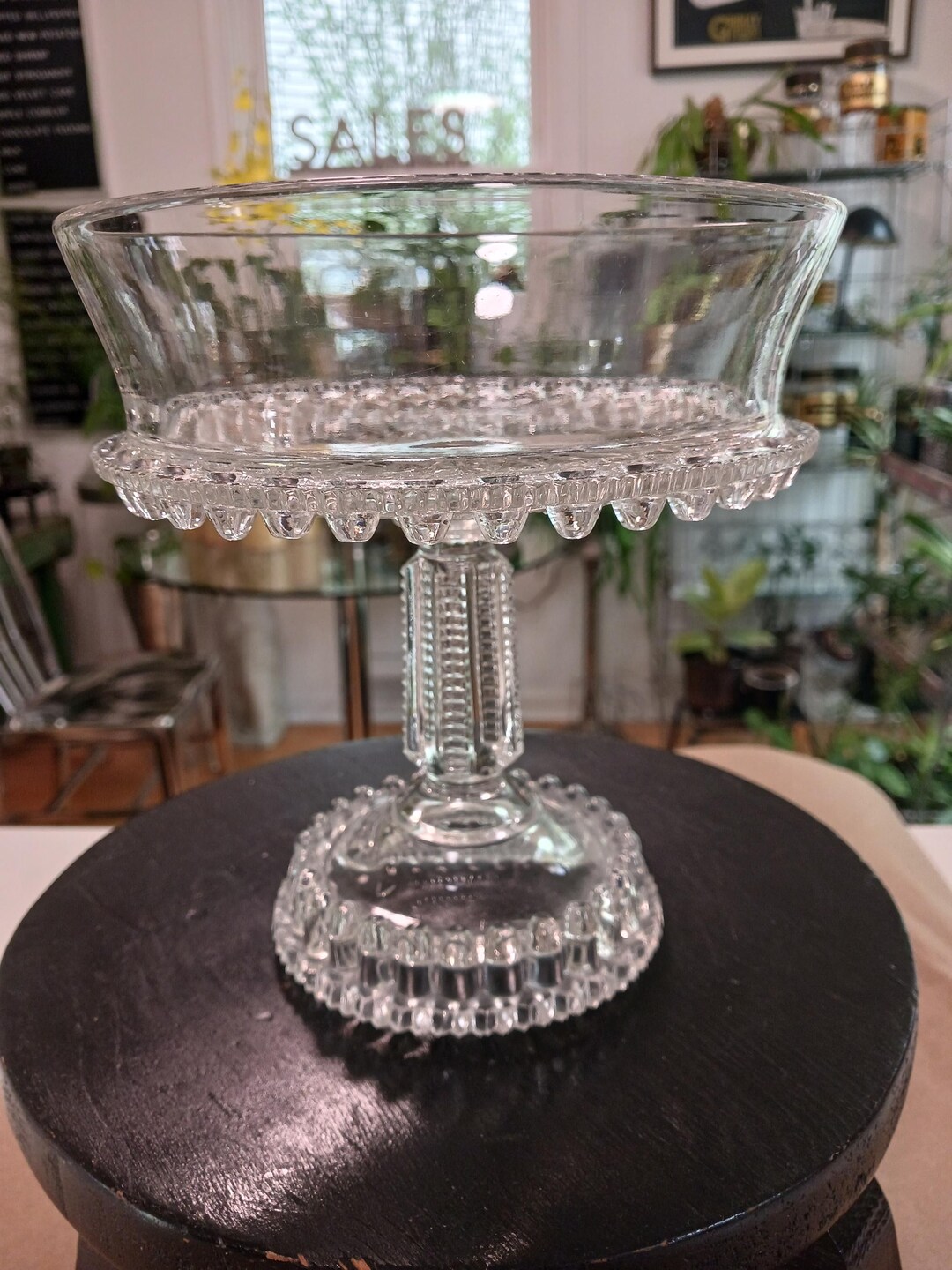 Circa 1880s Glass Compote, Antique Glass, Antique Glass Centerpiece, Antique King and Son Glass ...