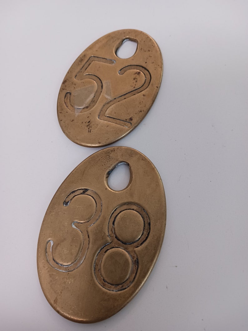 Vintage Pair of Brass Cow Tags, Vintage Brass Animal Tags, Brass Farm ...