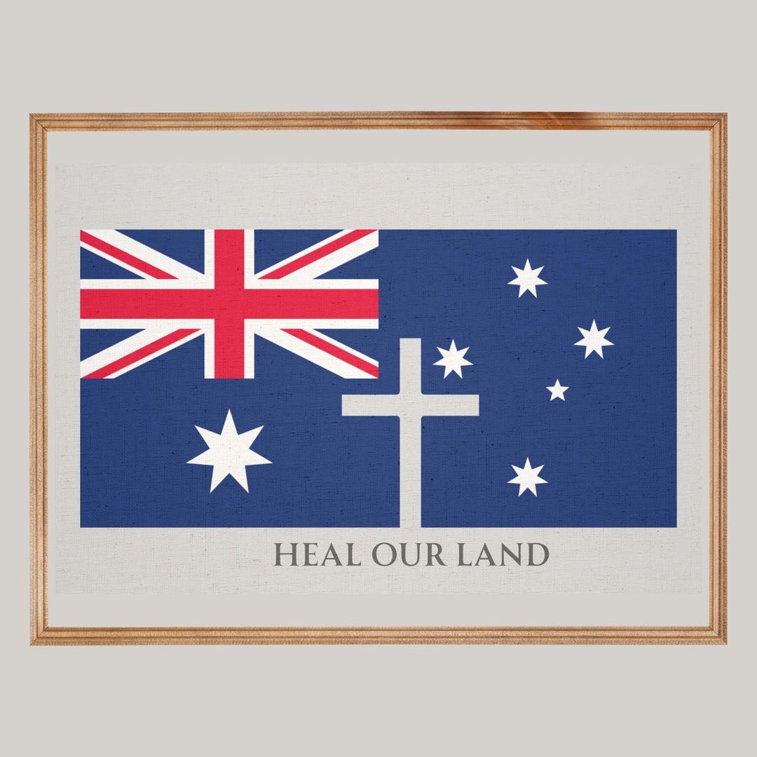 Australia Christian Flag Printable, Heal Our Land Wall Art, Australian ...