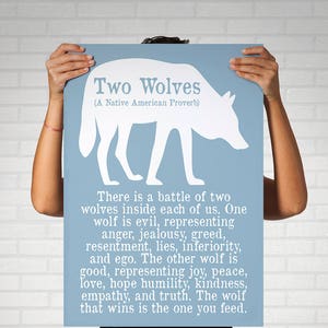 Native American Quote "two Wolves" Silhouette Tribal Unframed Poster or ...