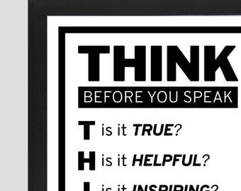 Teacher Gift, Classroom Rules Poster, Homeschool Rules Decor, Think ...