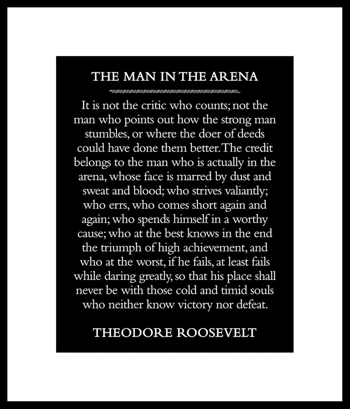 The Man in the Arena Quote by Theodore Roosevelt Printable Instant ...