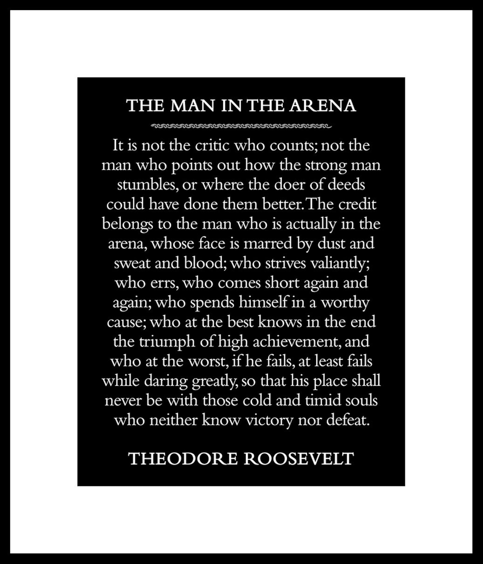 The Man in the Arena Quote by Theodore Roosevelt Printable Instant ...