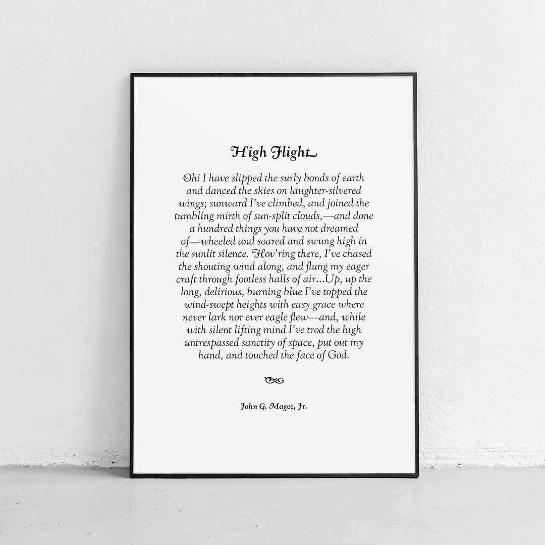 High Flight Inspiring Poem Unframed Poster or Print - Etsy