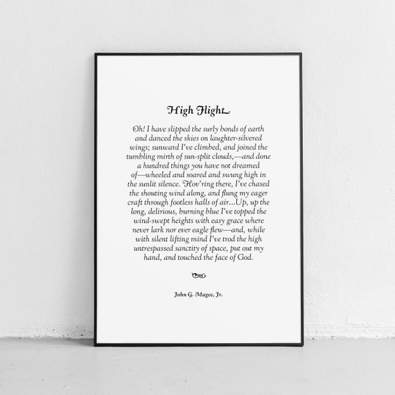 High Flight Inspiring Poem Unframed Poster or Print - Etsy