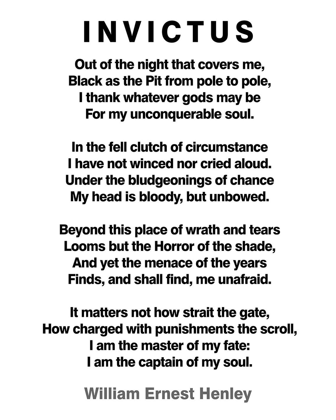 Invictus Inspiring Poem Print or Poster Unframed - Etsy