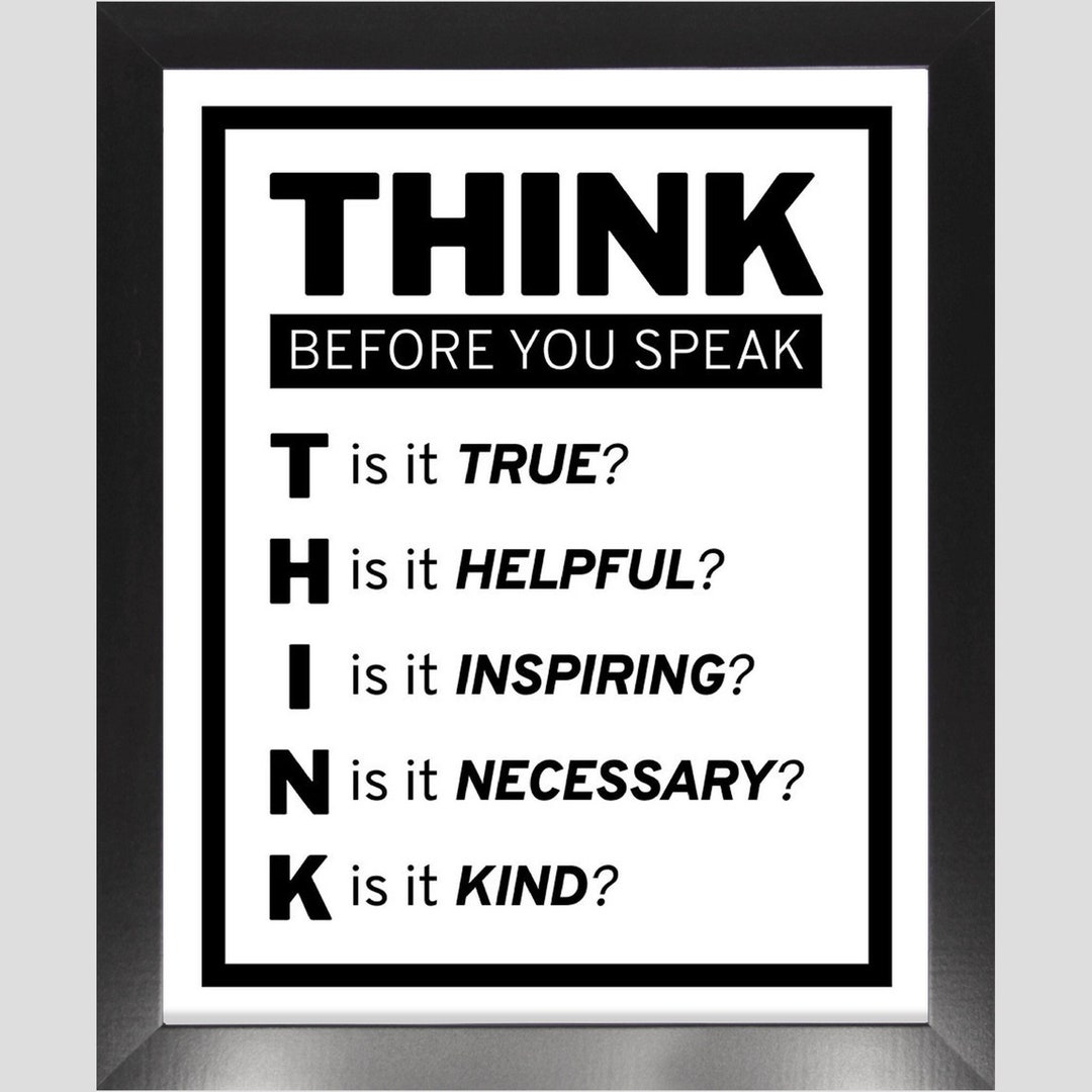 Framed THINK Before You Speak Motivational Classroom Poster - Etsy