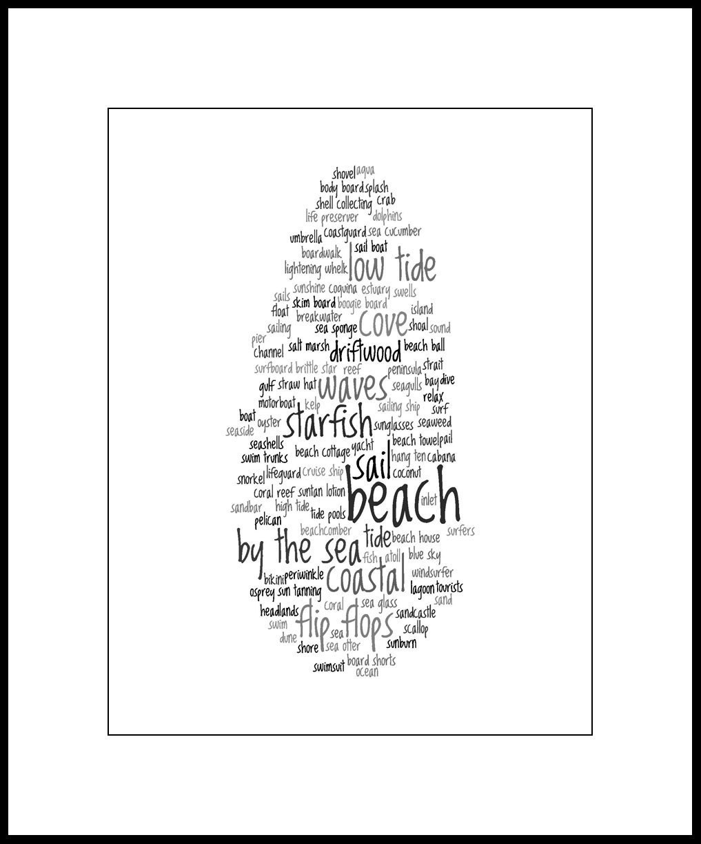 Words About the Beach Collage Word Cloud Unframed Poster or - Etsy