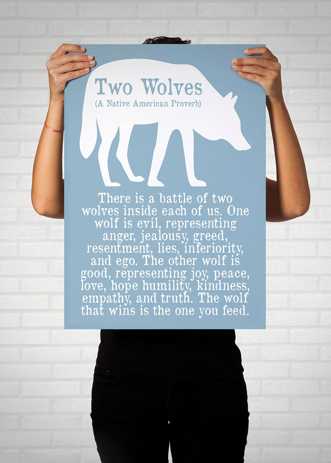 Native American Quote "two Wolves" Silhouette Tribal Unframed Poster or ...