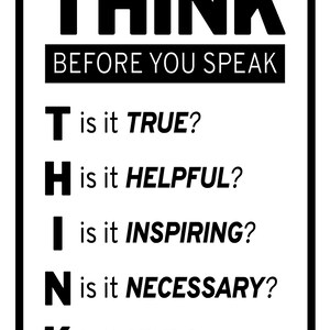 THINK Before You Speak Motivational Classroom Poster or Print Unframed ...