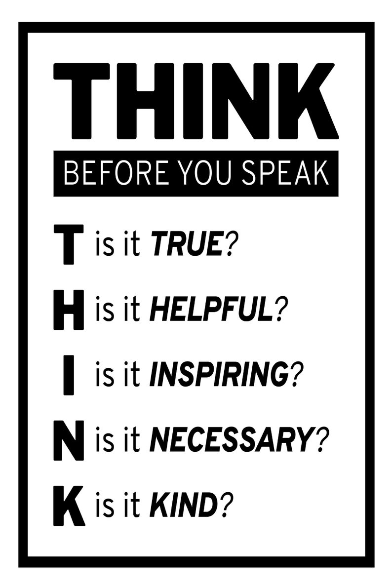 THINK Before You Speak Motivational Classroom Poster or Print - Etsy