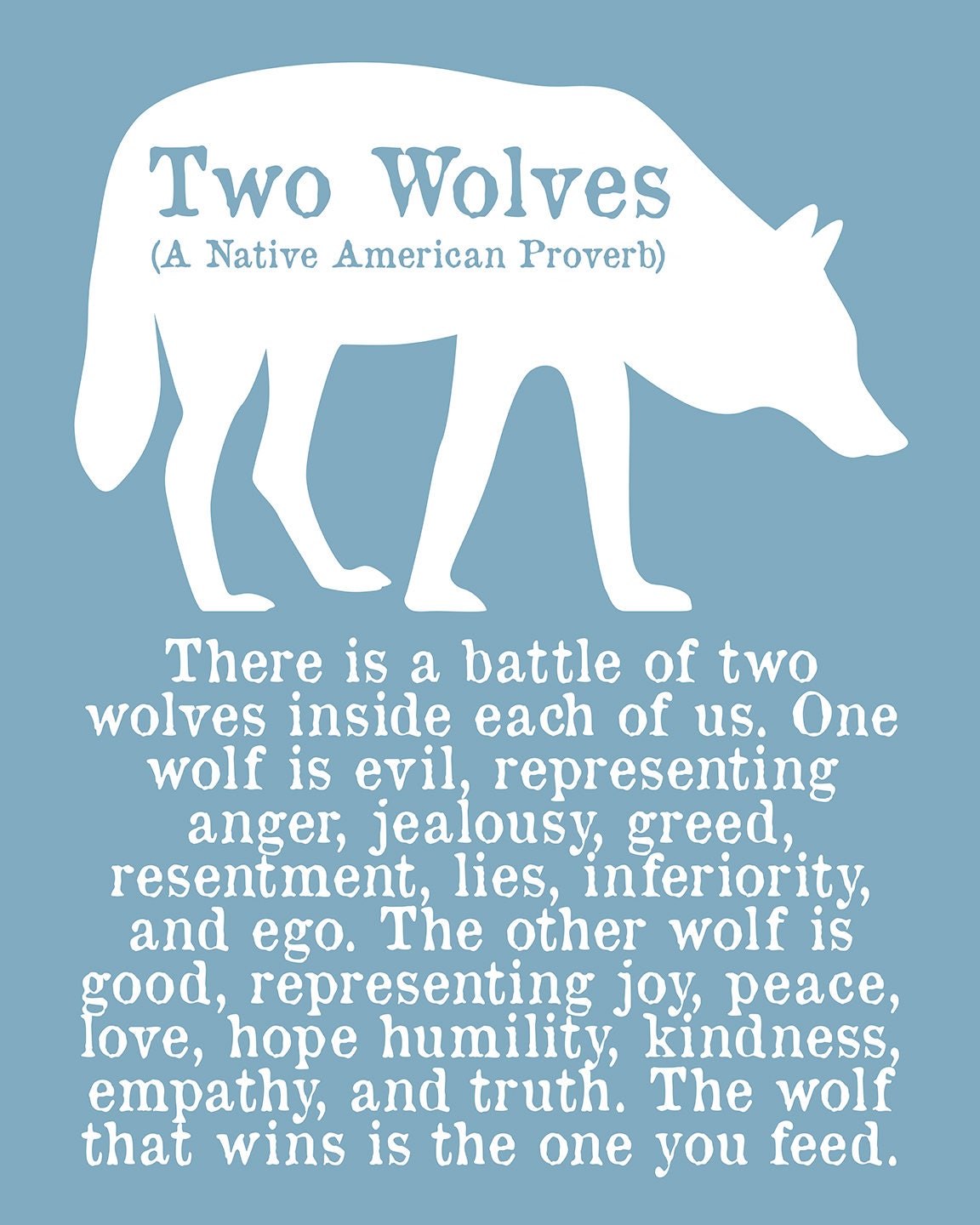 Native American Quote "the Wolf You Feed" Tribal Home Decor Unframed ...