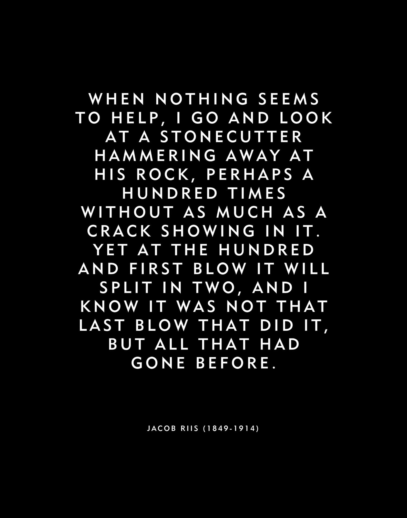 Motivational Quote About A Stonecutter by Jacob Riis Unframed - Etsy