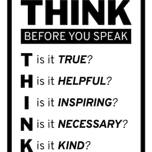 THINK Before You Speak Motivational Classroom Poster or Print Unframed ...