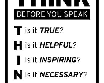 Think Before You Speak Poster Rules Printable Motivational - Etsy