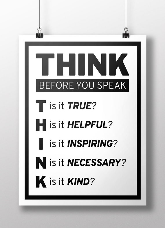 THINK Before You Speak Motivational Classroom Poster or Print - Etsy
