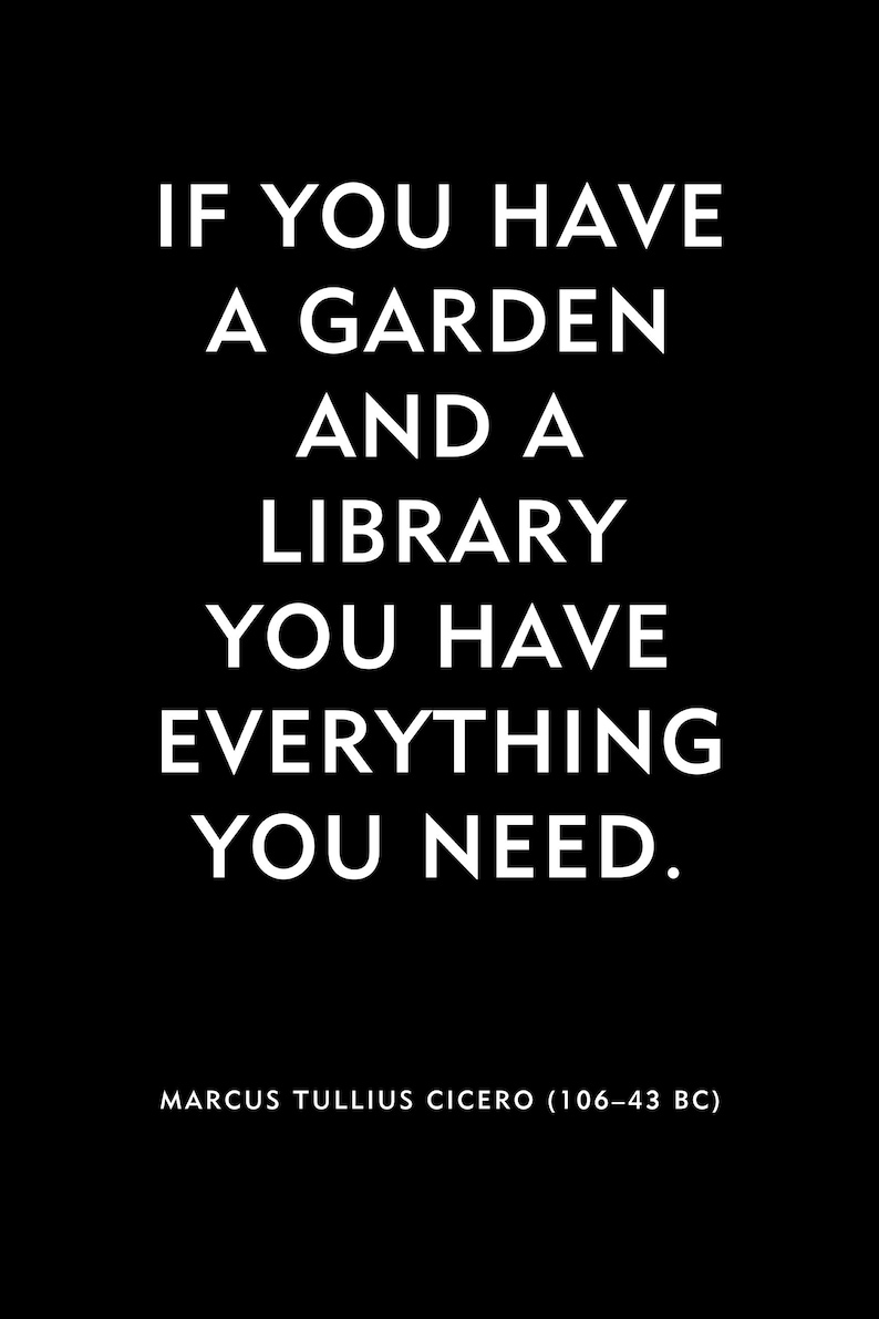 Garden and Library Quote by Cicero Unframed Print or Poster | Etsy