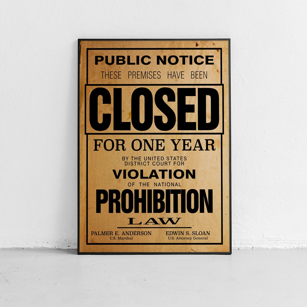 US Government Prohibition Poster Reproduction Unframed Home Decor Retro ...