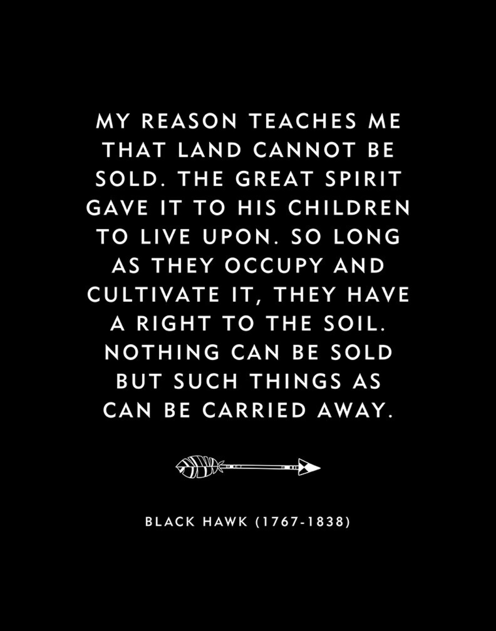 Native American Quote land Cannot Be Sold Black - Etsy