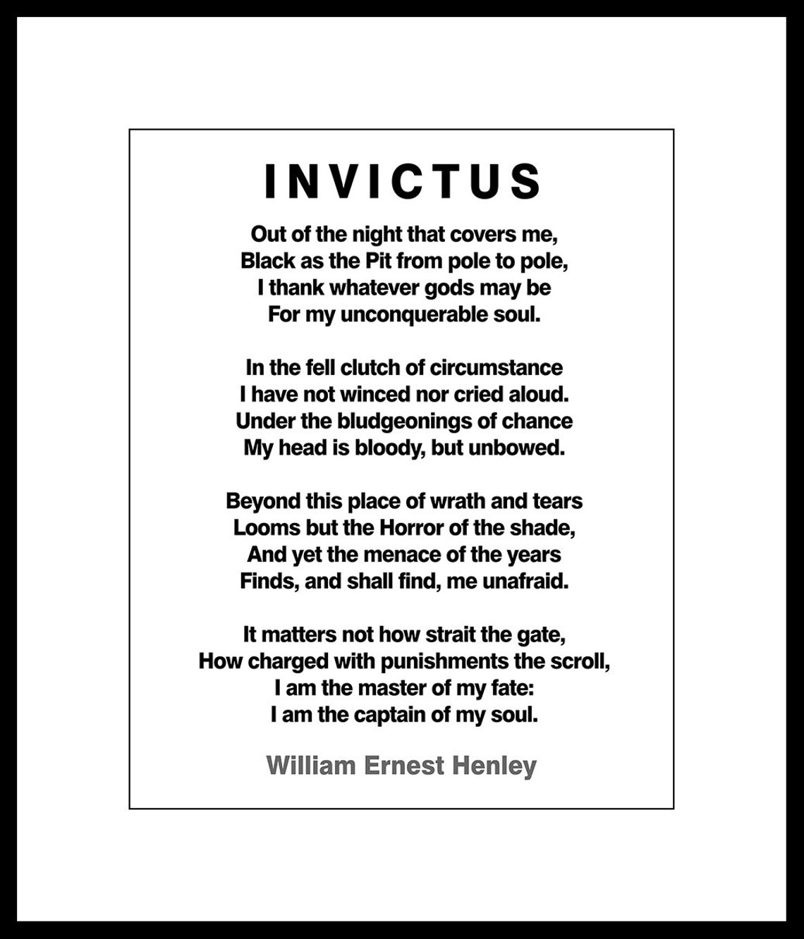 Invictus Inspiring Poem Print or Poster Unframed - Etsy