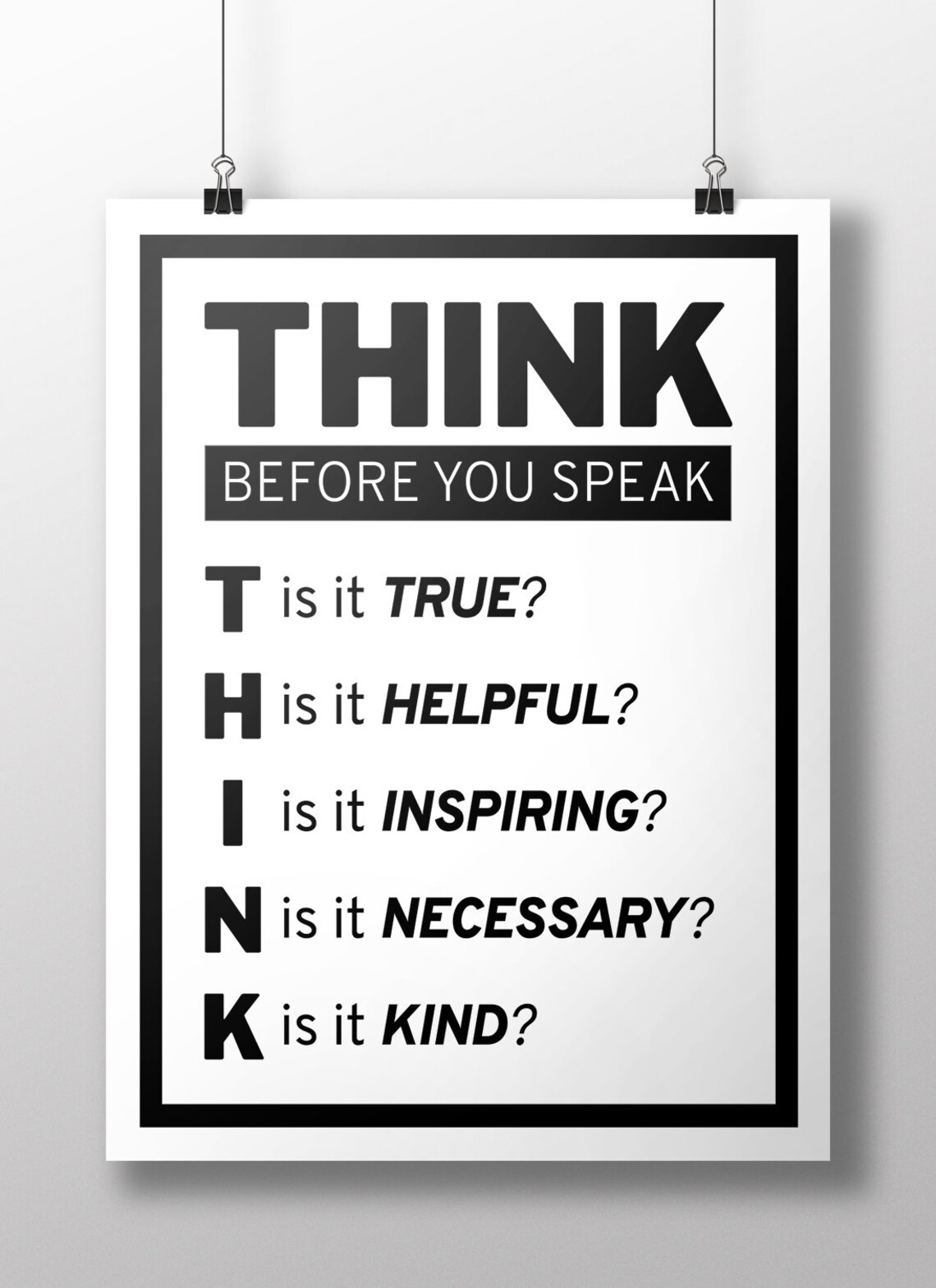THINK Before You Speak Motivational Classroom Poster or Print - Etsy