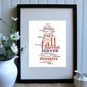 Fall Word Cloud Home Decor Seasonal Art Print Unframed - Etsy