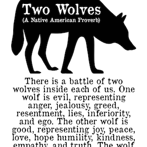 Native American Quote "two Wolves" Silhouette Tribal Unframed Poster or ...