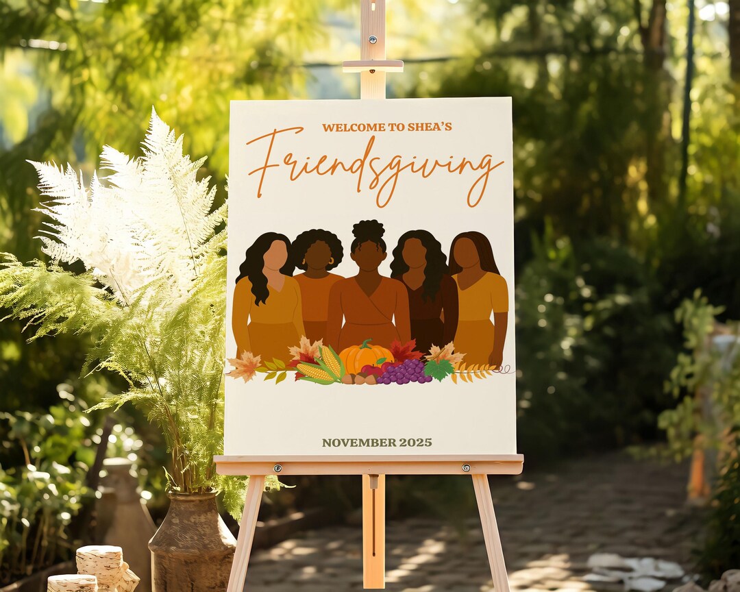 Friendsgiving Welcome Sign Template | Canva Editable | Fall Party Sign ...