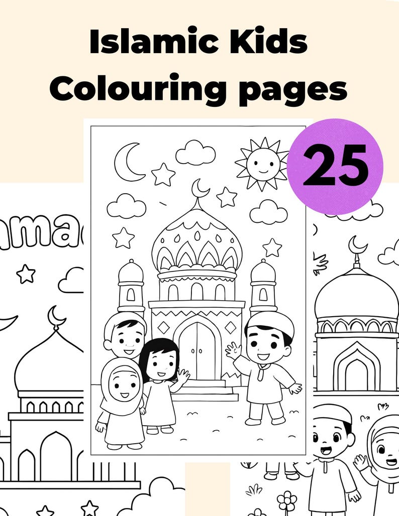 Islamic Kids Coloring Pages 25 Printable Coloring Sheets Activity Book ...