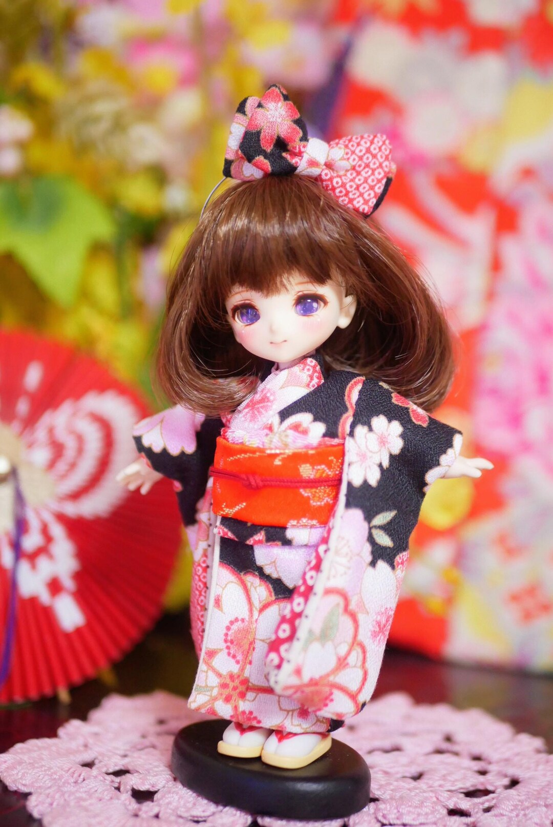 Obitsu 11 Doll Kimono With Large Cherry Blossom Pattern Ob11 Outfit - Etsy