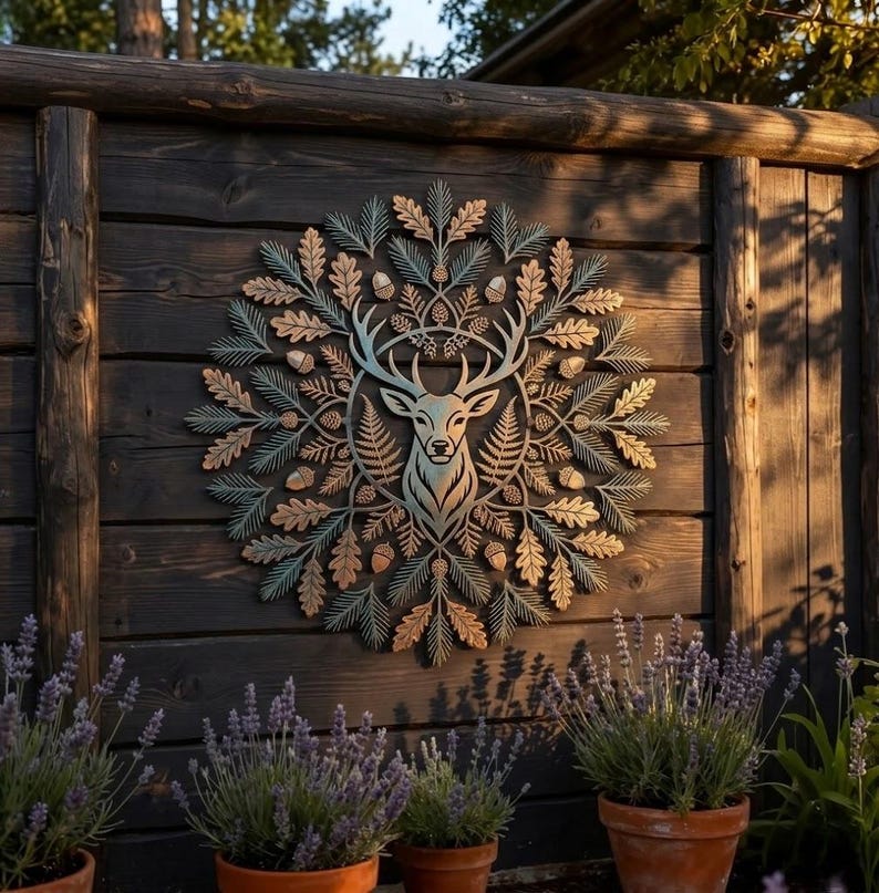 Deer Metal Wall Art Rustic Forest Decor, Woodland Stag Steel Wall ...