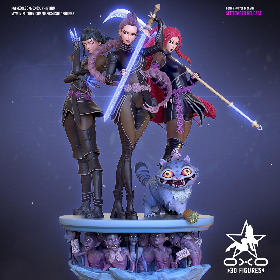 Kpop Demon Hunters Fanart Diorama | Full 3 Character Resin Statue Set ...