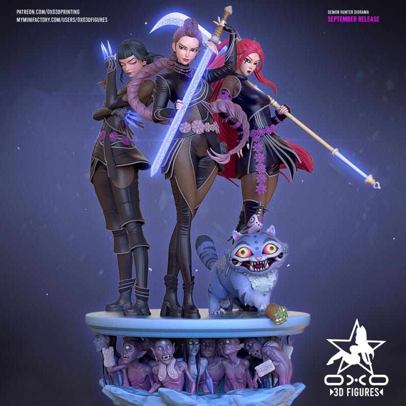Kpop Demon Hunters Fanart Diorama | Full 3 Character Resin Statue Set ...