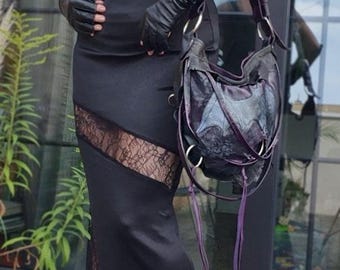 Green Bag Leather Hobo Bag Fringe Goth Designer Purse Sweet Smoke Bags ...