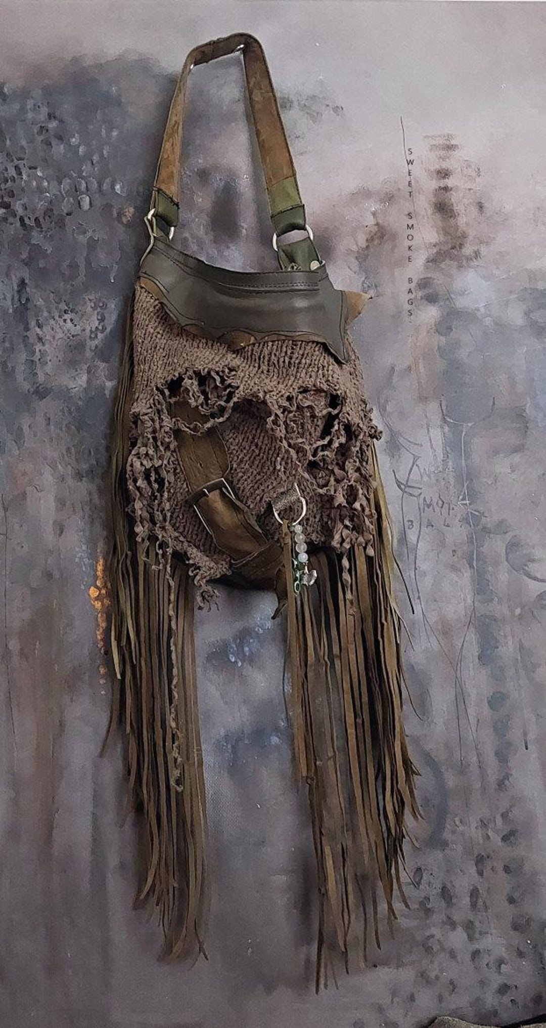 Green Bag Leather Hobo Bag Fringe Goth Designer Purse Sweet Smoke Bags ...