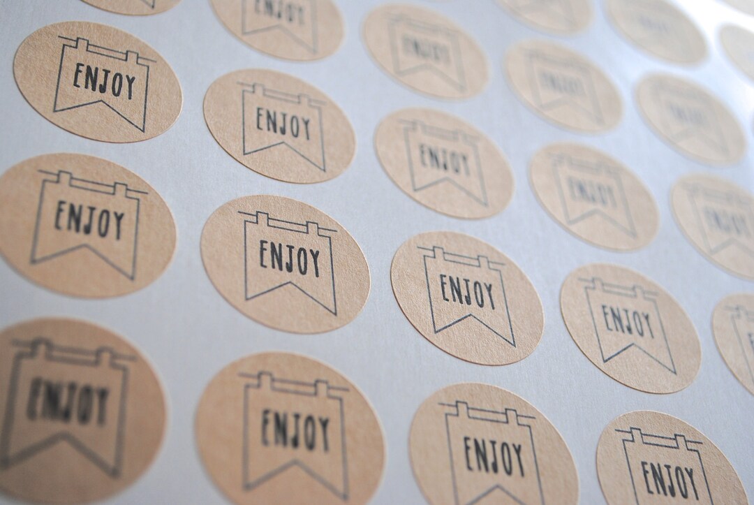 60 ENJOY Flag/bunting/penant Kraft Round Labels/seals Seal - Etsy