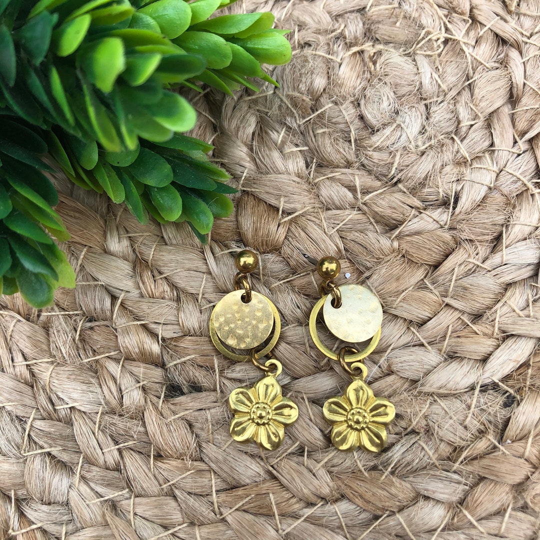 Brass Drop Earrings Small - Etsy