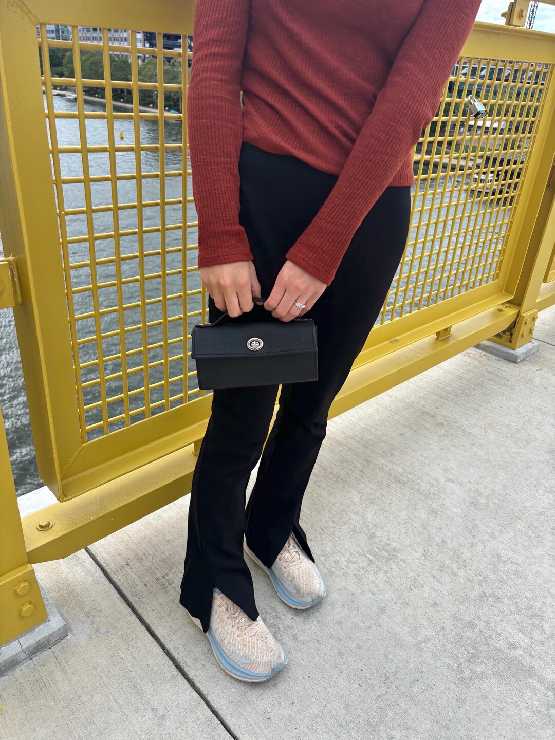 Kimberly Black Leather Turn Lock Clutch - Etsy