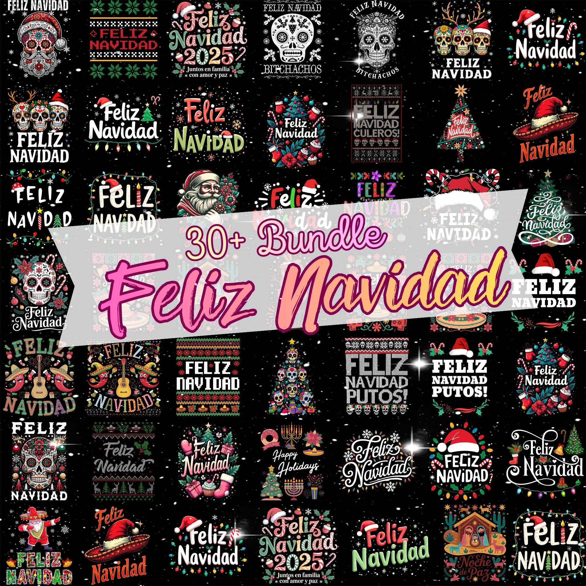 30+ Feliz Navidad PNG Bundle | Mexican Christmas Sublimation | Spanish ...