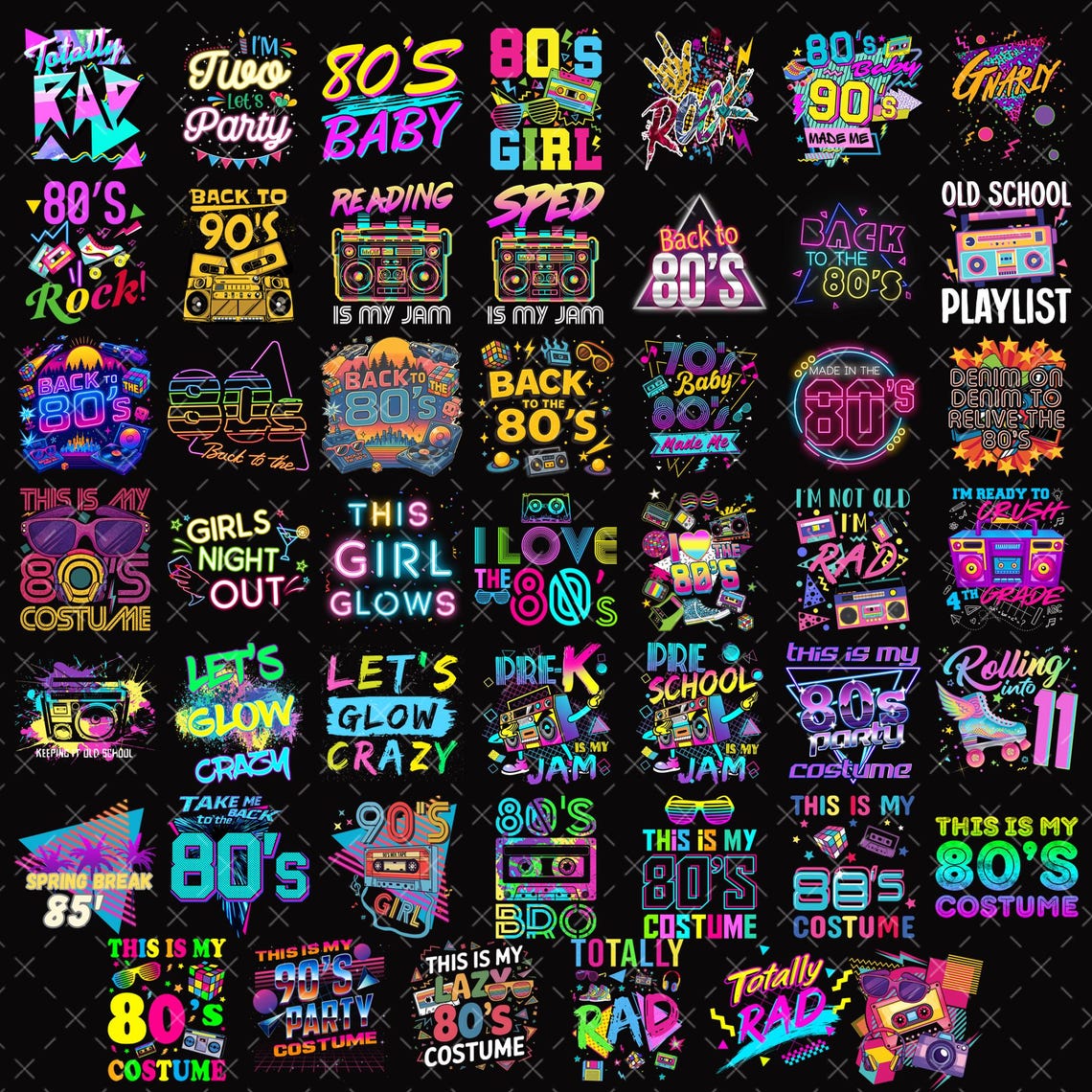 45+ Throwback to the 80s Bundle, 80s Graphics, Png Bundle, Back to 80s ...