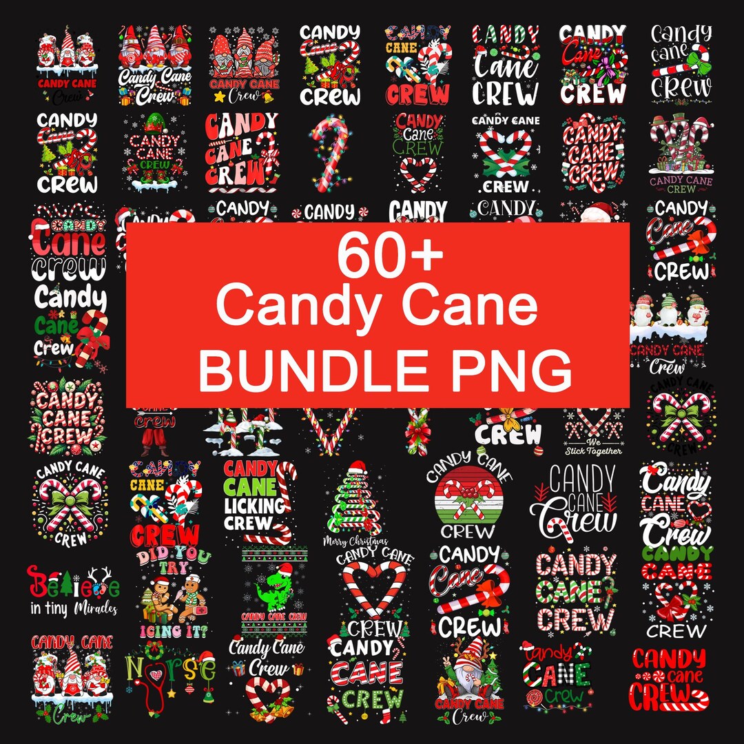 60+ Candy Cane Crew Christmas 2025 Png Bundle, Retro Christmas Png ...