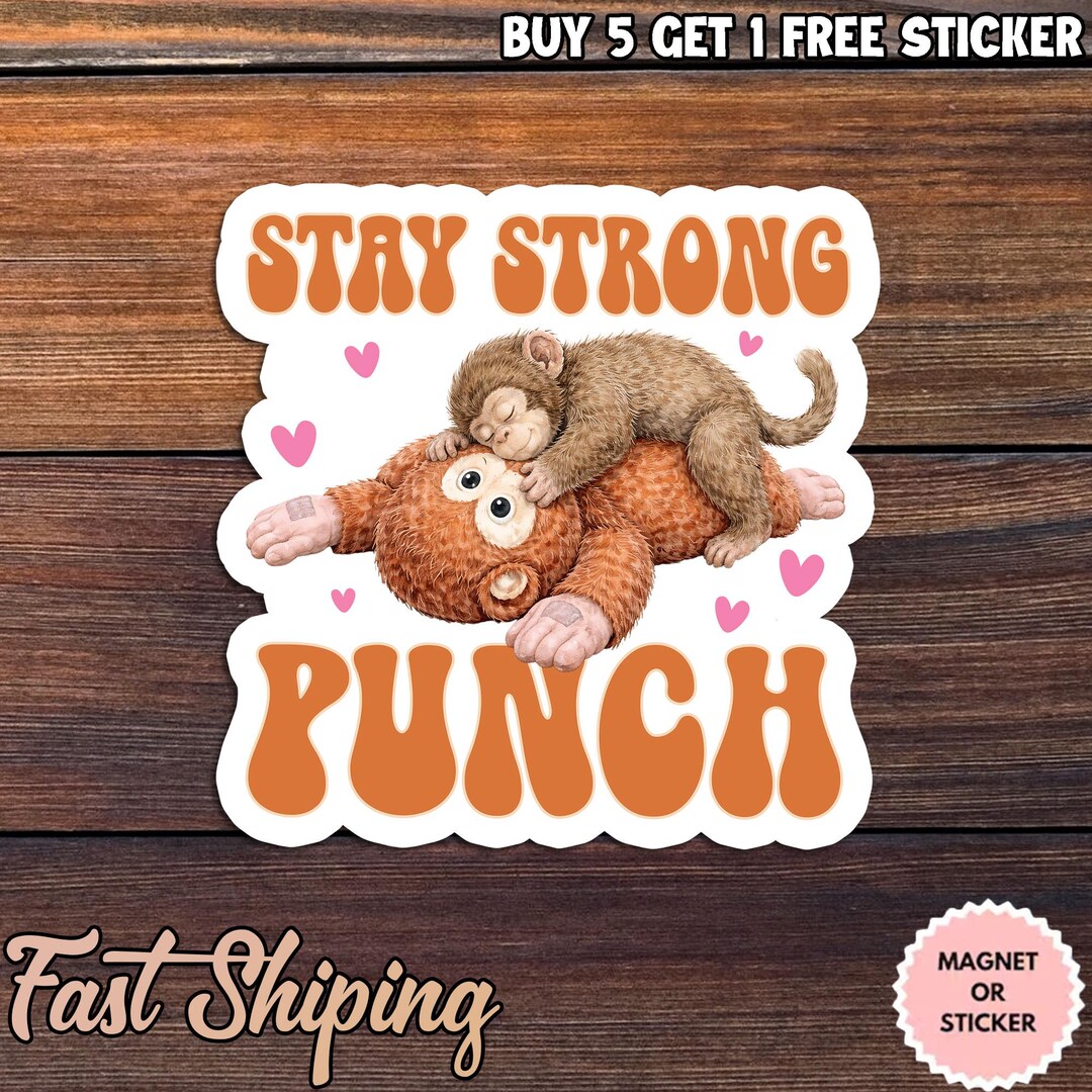 Stay Strong Punch Baby Monkey Punch Sticker/magnet - Etsy