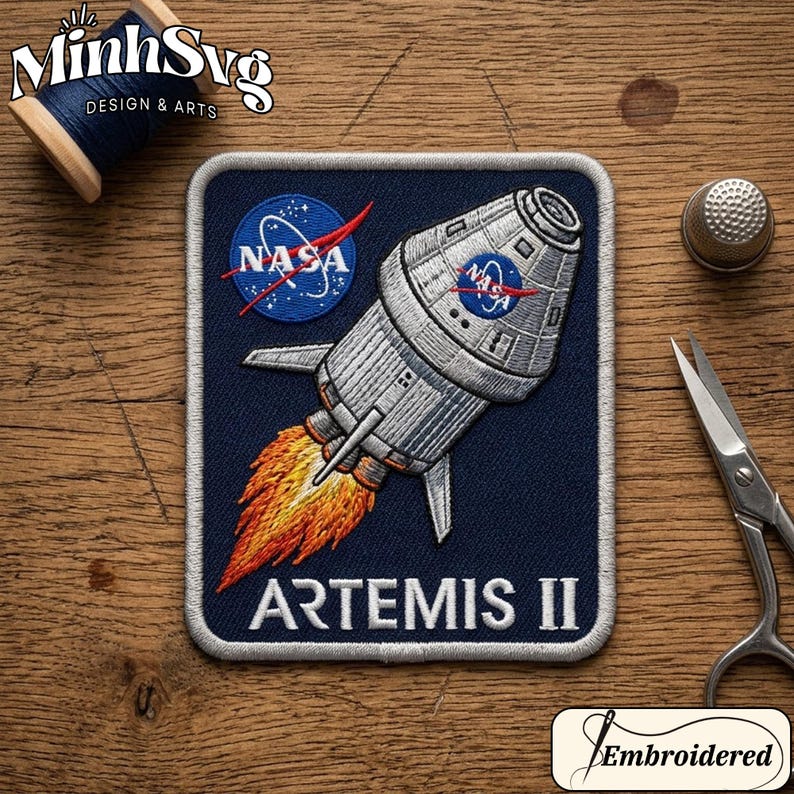 Artemis II Mission Embroidered Patch, NASA Space Badge, Iron-on Moon ...
