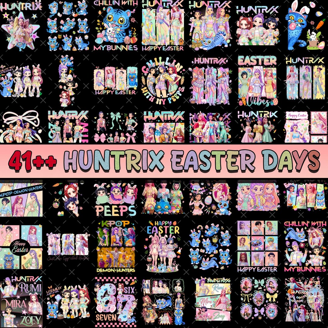 Huntrix Easter Kpop PNG Bundle (digital Download, 4000x4500 Px, 300 DPI ...